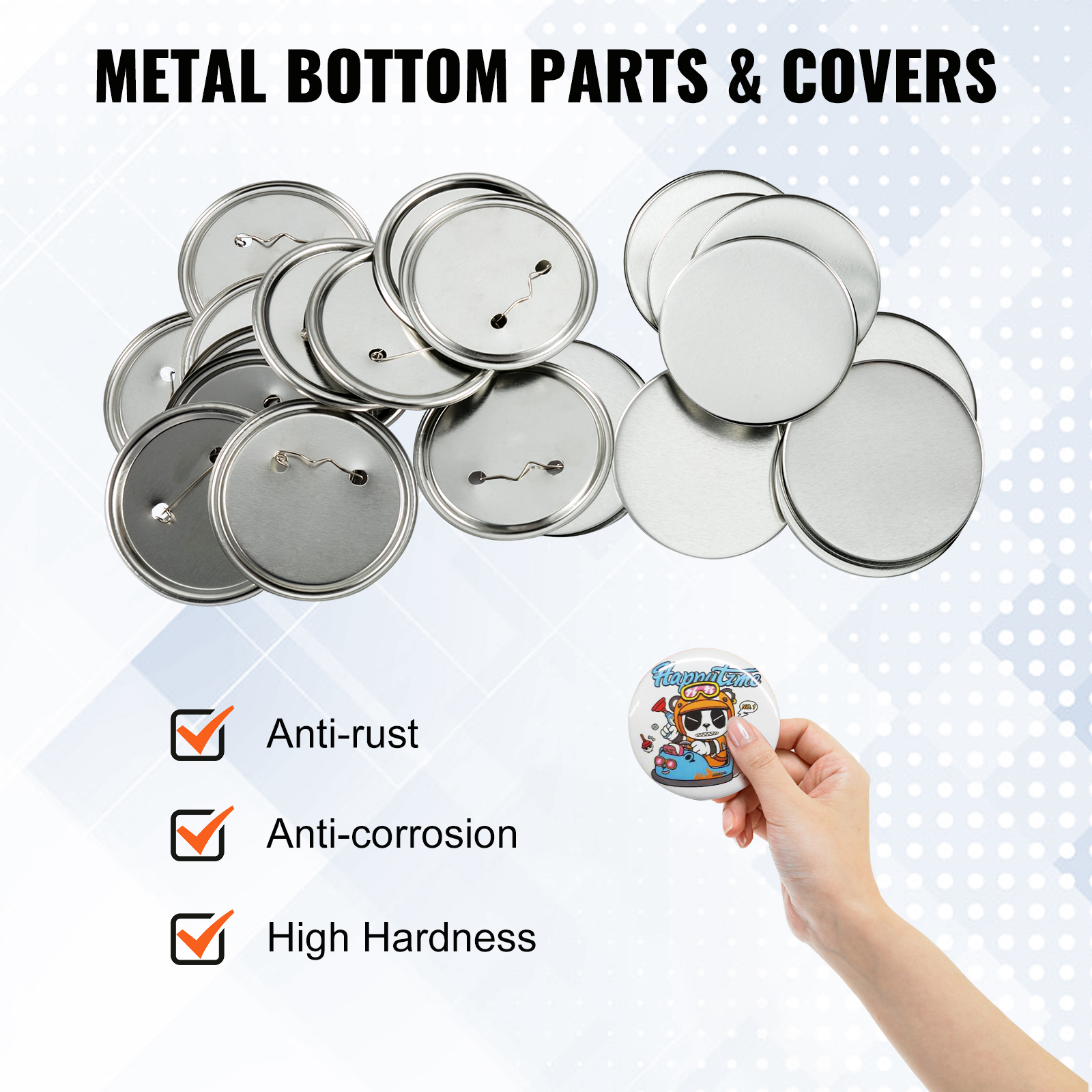 VEVOR 3" 75mm Button Badge Parts Supplies for Button Maker Machine 200 ...