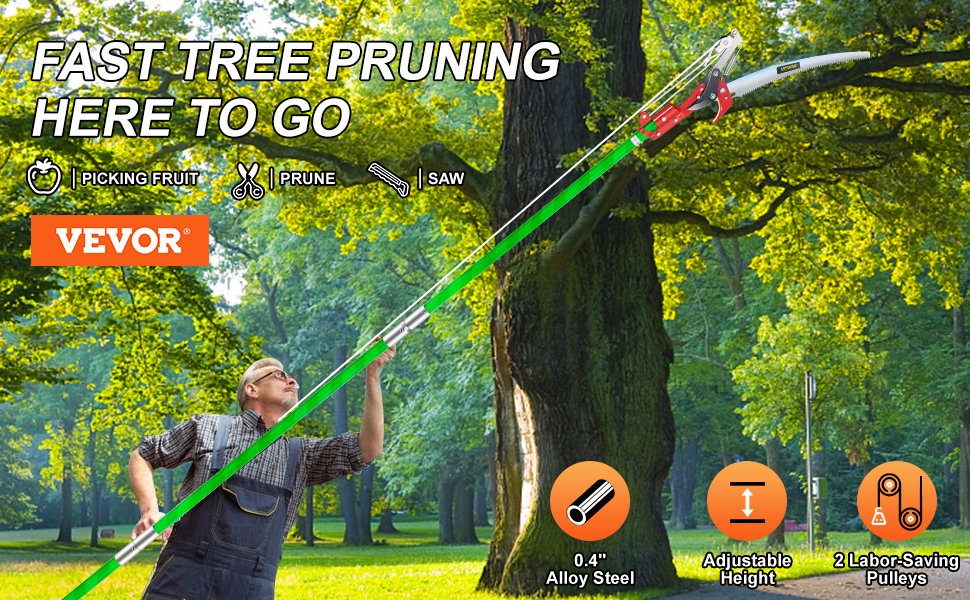 VEVOR Pole Saws For Tree Trimming, 26 Foot Pruning Saws, Alloy Steel ...