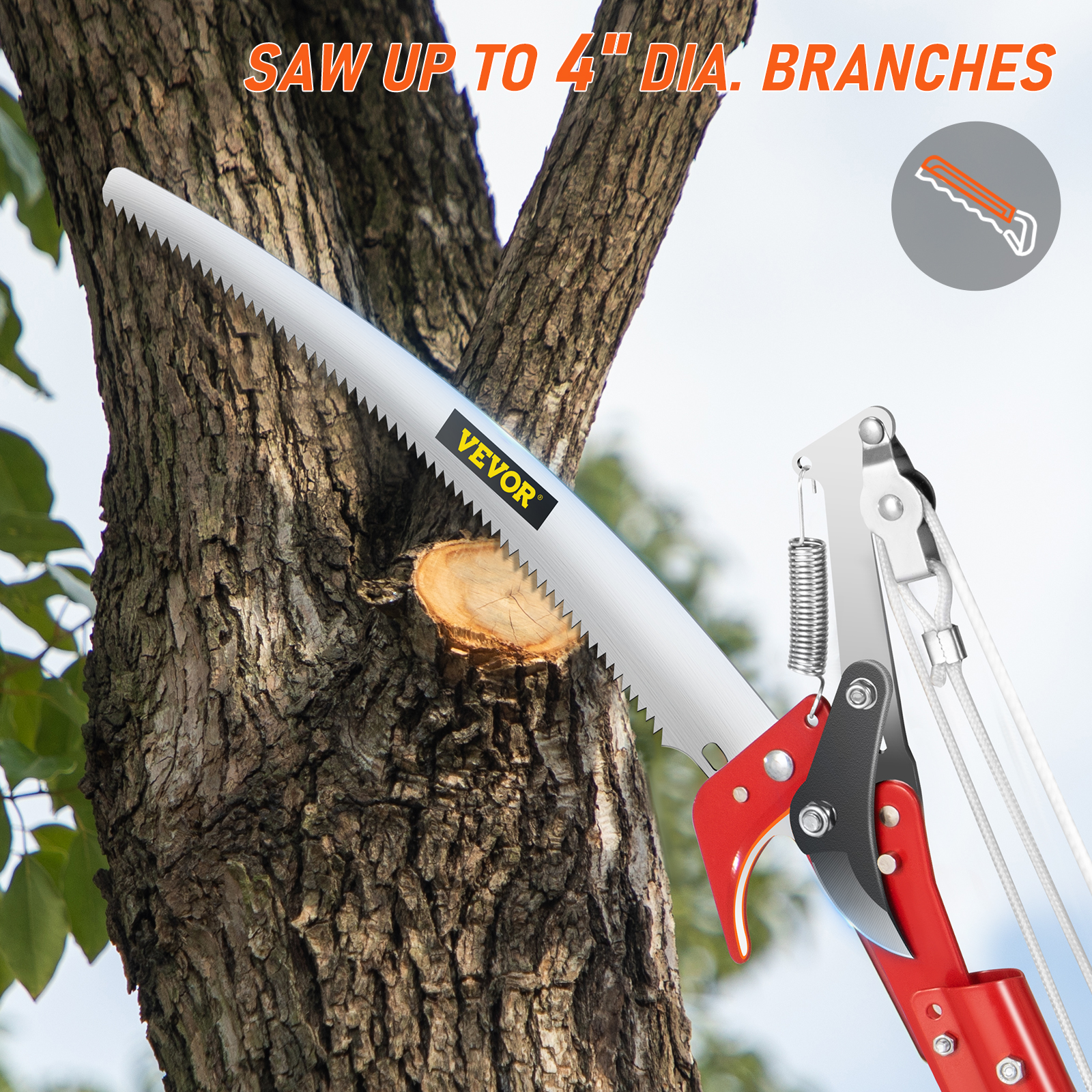 VEVOR Pole Saws For Tree Trimming, 26 Foot Pruning Saws, Alloy Steel ...