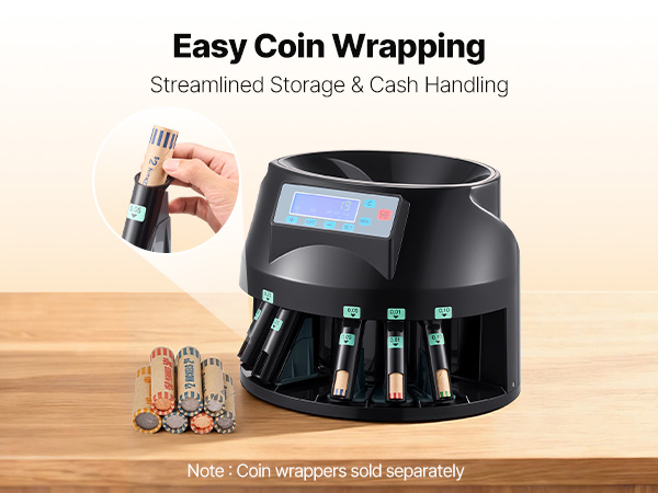 VEVOR USD Coin Sorter Coin Counter Wrapper and Roller 300 Coins/min LCD ...