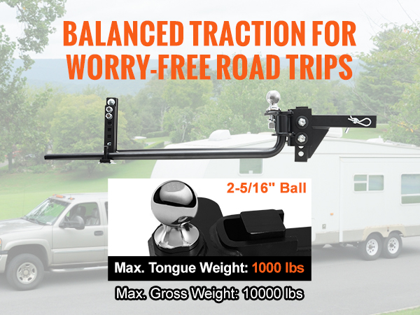VEVOR Weight Distribution Hitch, 1,000 lbs Weight Distributing Hitches ...