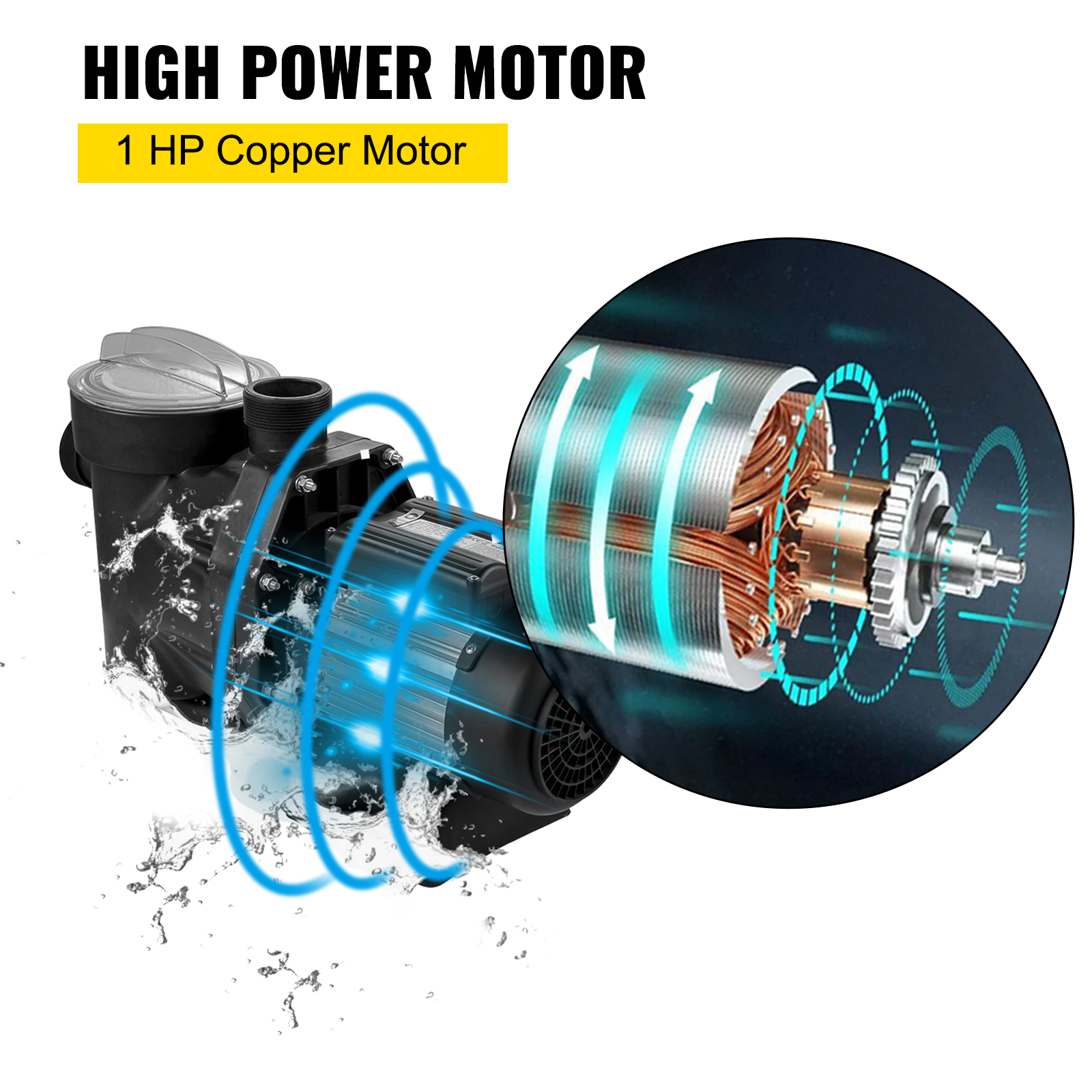 VEVOR 1 HP Pool Pump, 19200 L/h 750W Pool Pump In/Ground Swimming Pool ...