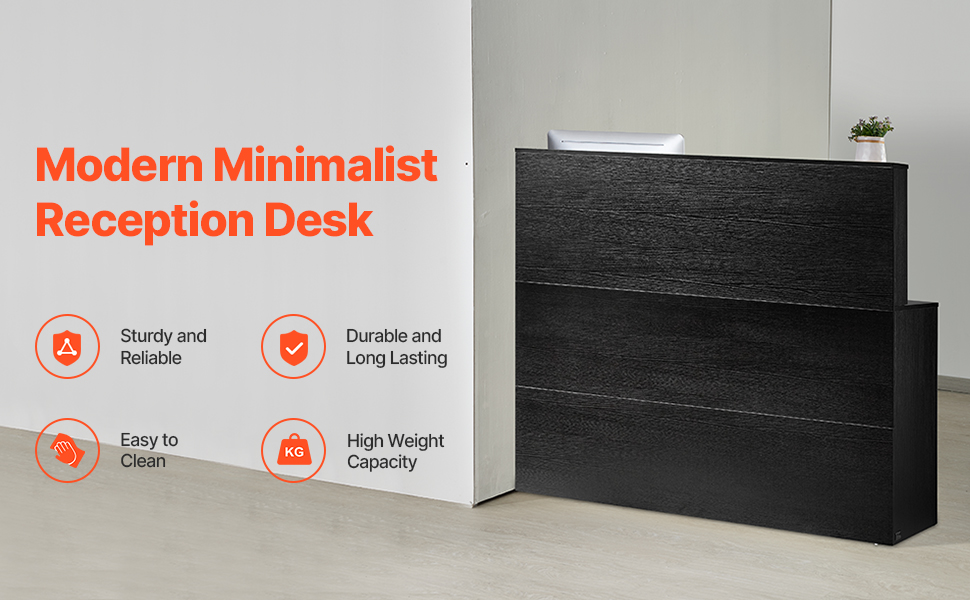 VEVOR Reception Desk L-Shaped Front Counter Table 55.12 in Black Office ...
