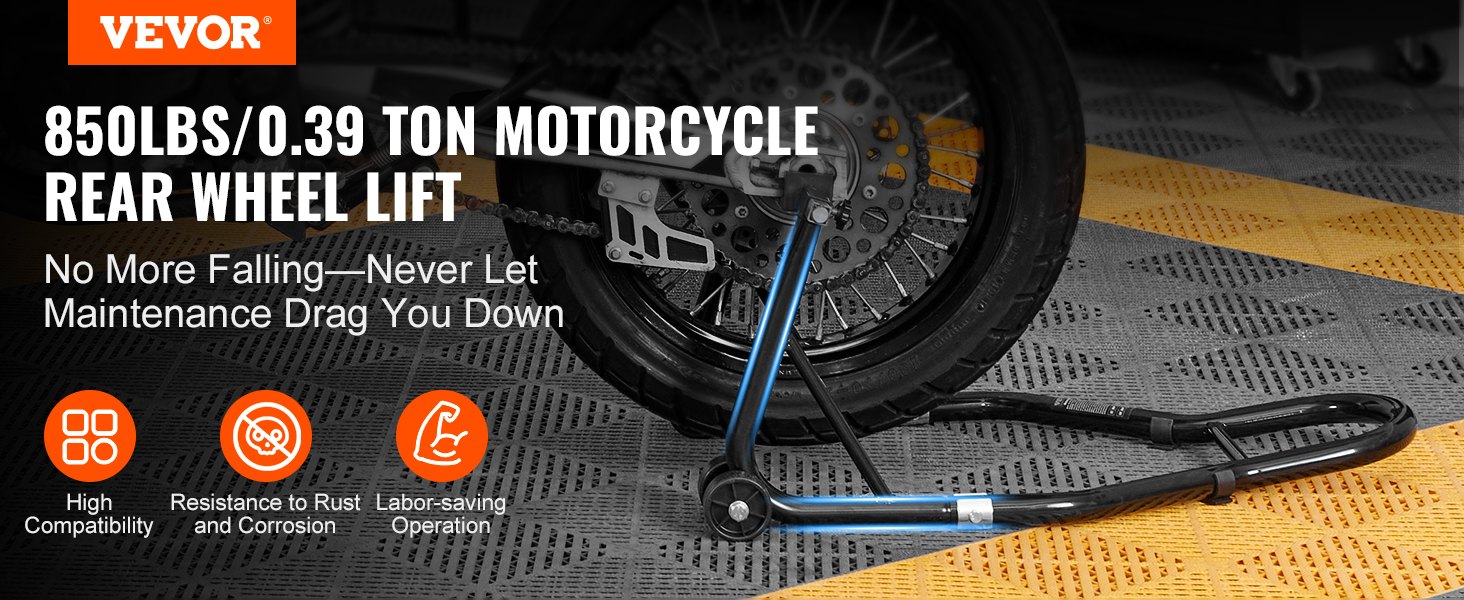 VEVOR Motorcycle Rear Wheel Stand, with U + L Fork Swingarm Spool, 850 ...