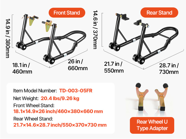 VEVOR Motorcycle Stand Lift, 850lbs Front Rear Combo Stand Lift Stand ...