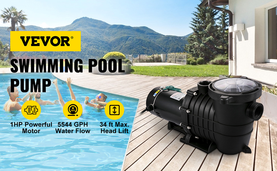 Swimming Pool Pump 1HP, Dual Voltage 110V 220V, 5544GPH, Powerful Pump ...