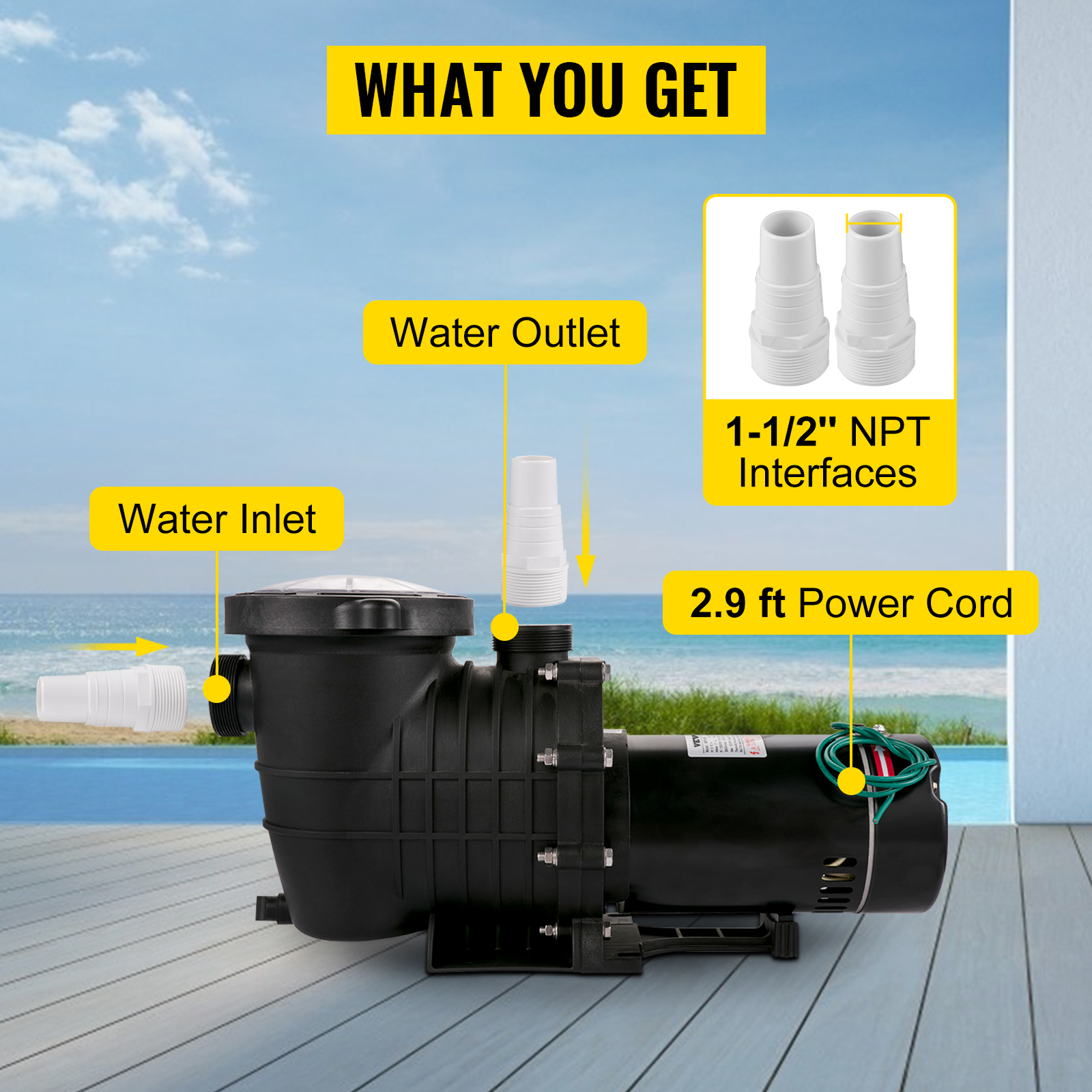 Swimming Pool Pump 1HP, Dual Voltage 110V 220V, 5544GPH, Powerful Pump ...
