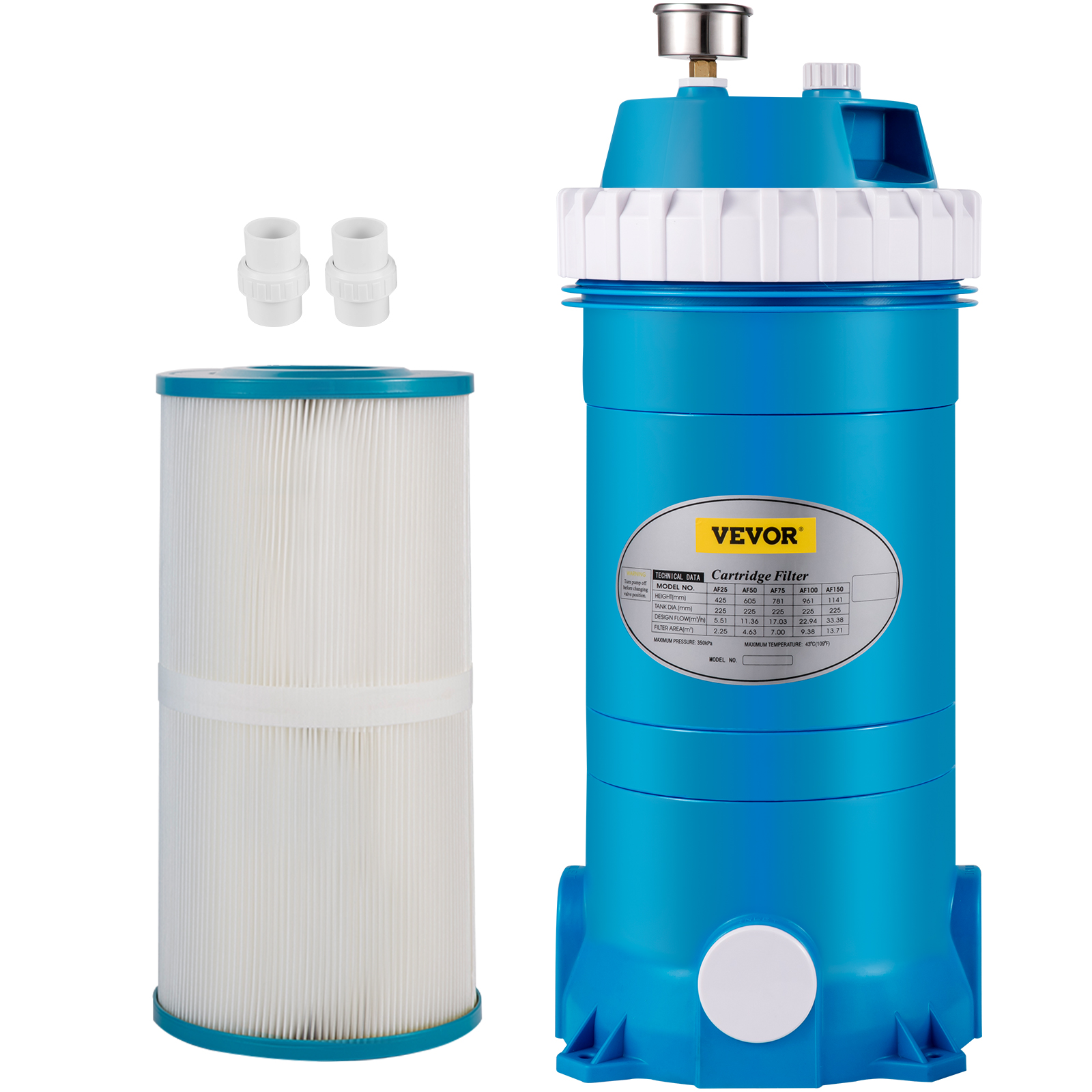 VEVOR Pool Cartridge Filter, 100Sq. Ft Filter Area Inground Pool Filter ...