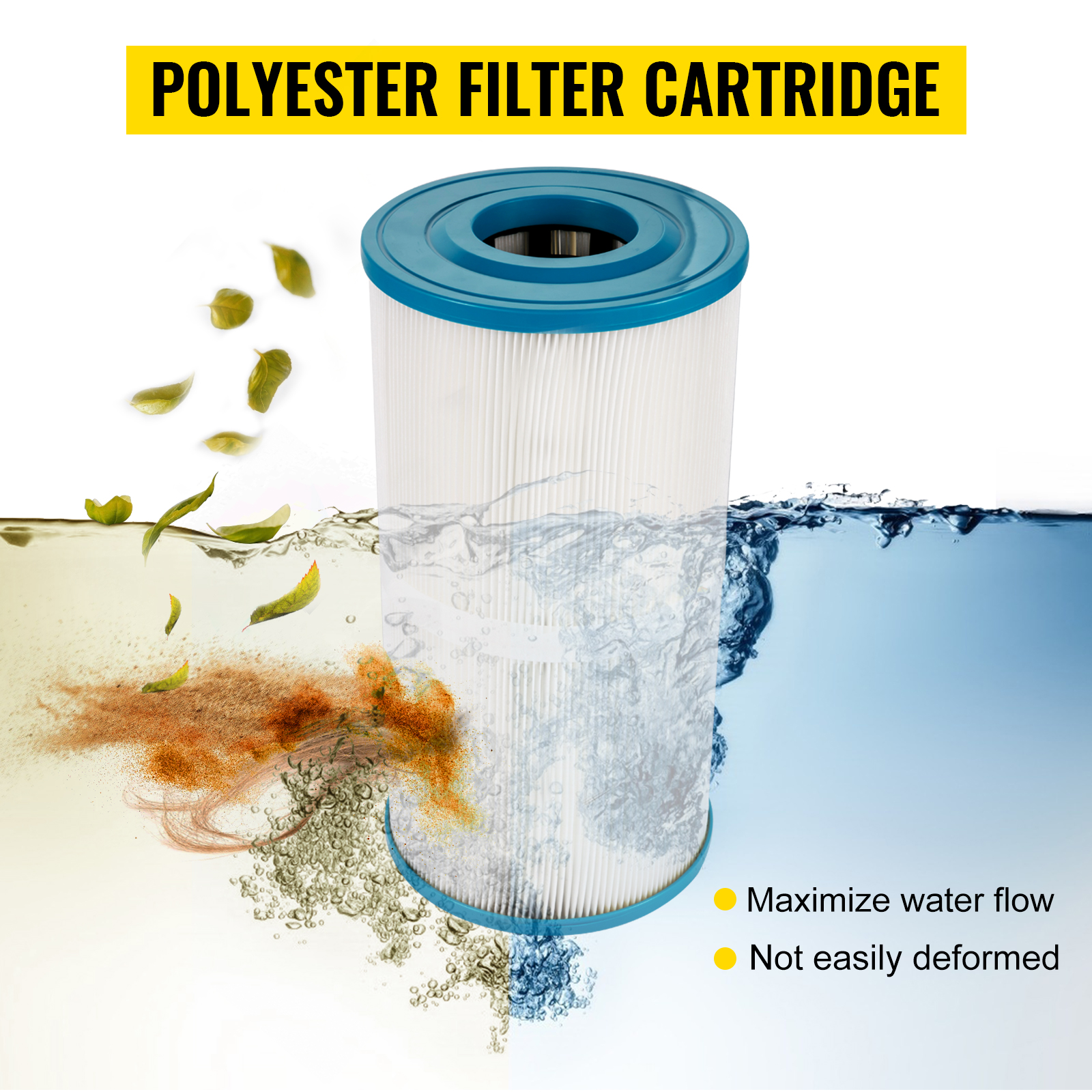VEVOR Pool Cartridge Filter, 100Sq. Ft Filter Area Inground Pool Filter ...