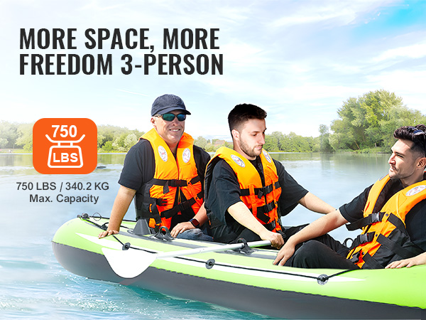 VEVOR Inflatable Boat, 3-Person Inflatable Fishing Boat, Strong PVC ...