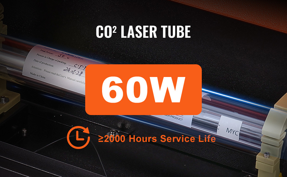 VEVOR 60W CO2 Laser Engraver, 16 x 24 in, 19.7 IPS Laser Cutter Machine with 2-Way Pass Air ...