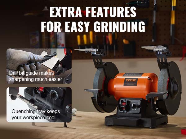 VEVOR Bench Grinder, 8 inch Variable Speed Bench Grinder with 5.0A ...
