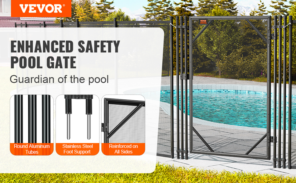 VEVOR Pool Fence Gate 4 x 2.5 FT Removable Inground Pool Gate for Kids ...