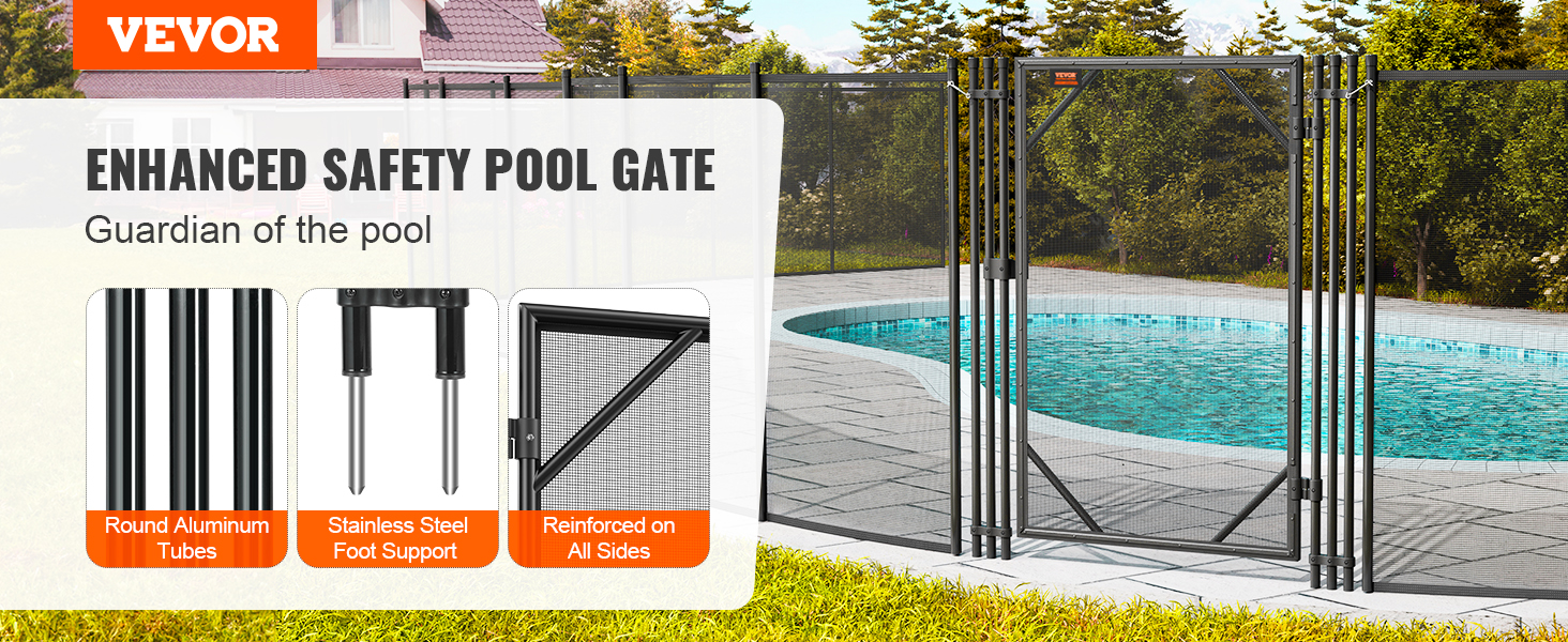 VEVOR Pool Staket Gate 4 x 2,5 FT Avtagbar Inground Pool Gate för Kids ...