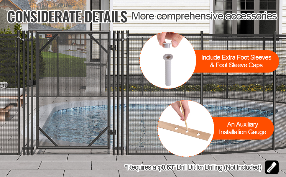 VEVOR Pool Fence Gate 4 x 2.5 FT Removable Inground Pool Gate for Kids ...