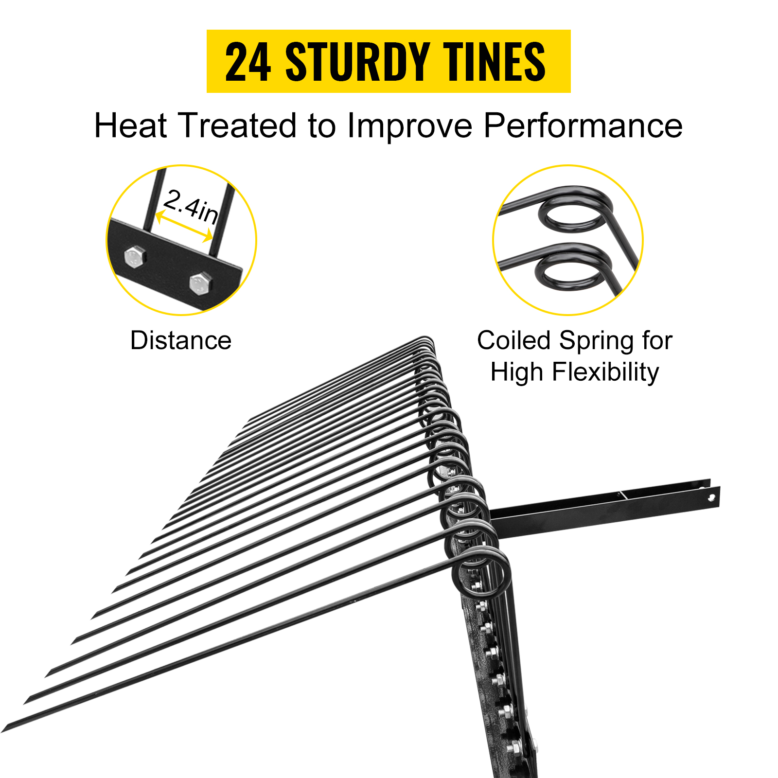 Vevor Pine Straw Rake Outdoor Landscape Rake 60" For Atv Utv Utility ...