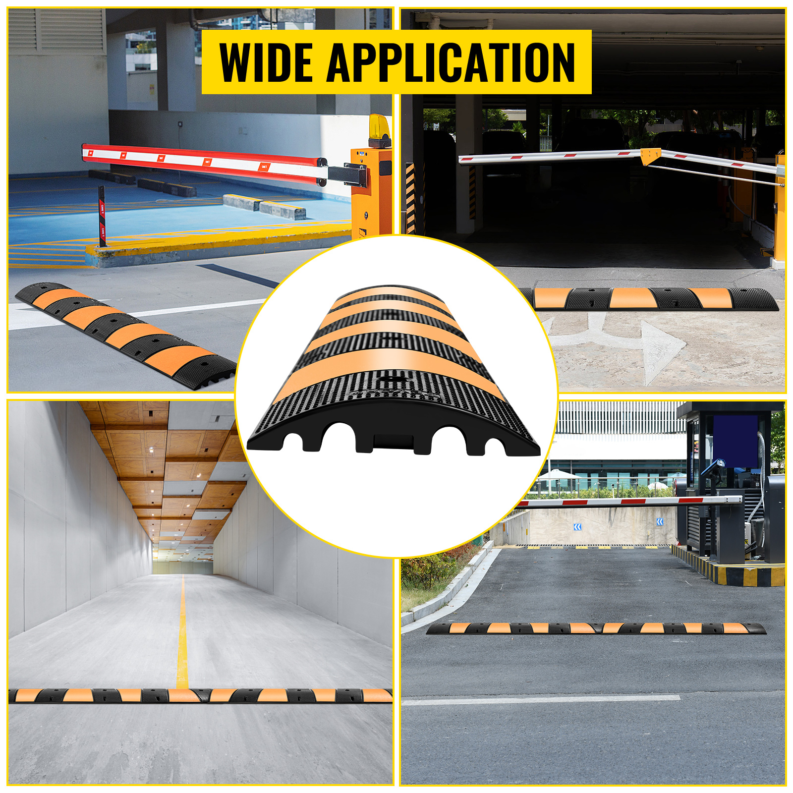 VEVOR Rubber Speed Bump, 2 Pack 2 Channel Speed Bump Hump, 72.8\" Long ...