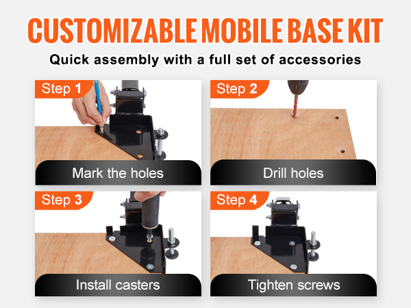 VEVOR Mobile Base, 400 lbs Weight Capacity, Adjustable from 12" x 12 ...