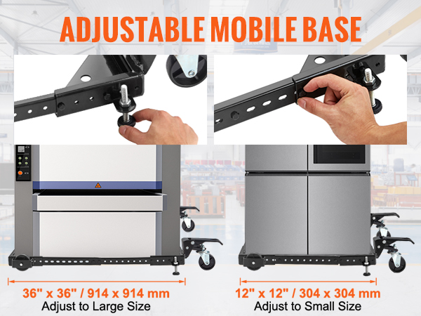 VEVOR Mobile Base, 500 lbs Weight Capacity, Adjustable from 12" x 12 ...