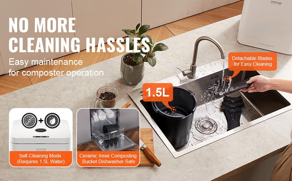 VEVOR Electric Kitchen Composter 5 L Smart Countertop Composter Food ...