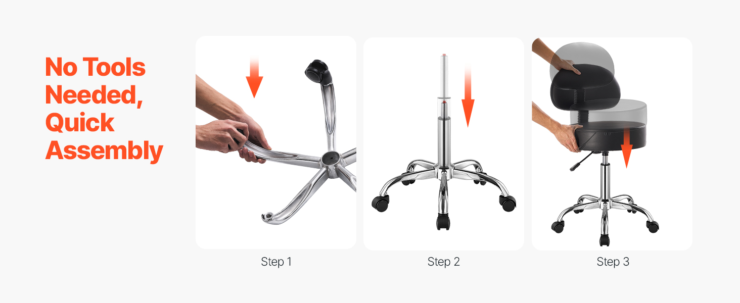 VEVOR Round Rolling Stool Swivel Stool with Backrest Height Adjustable ...