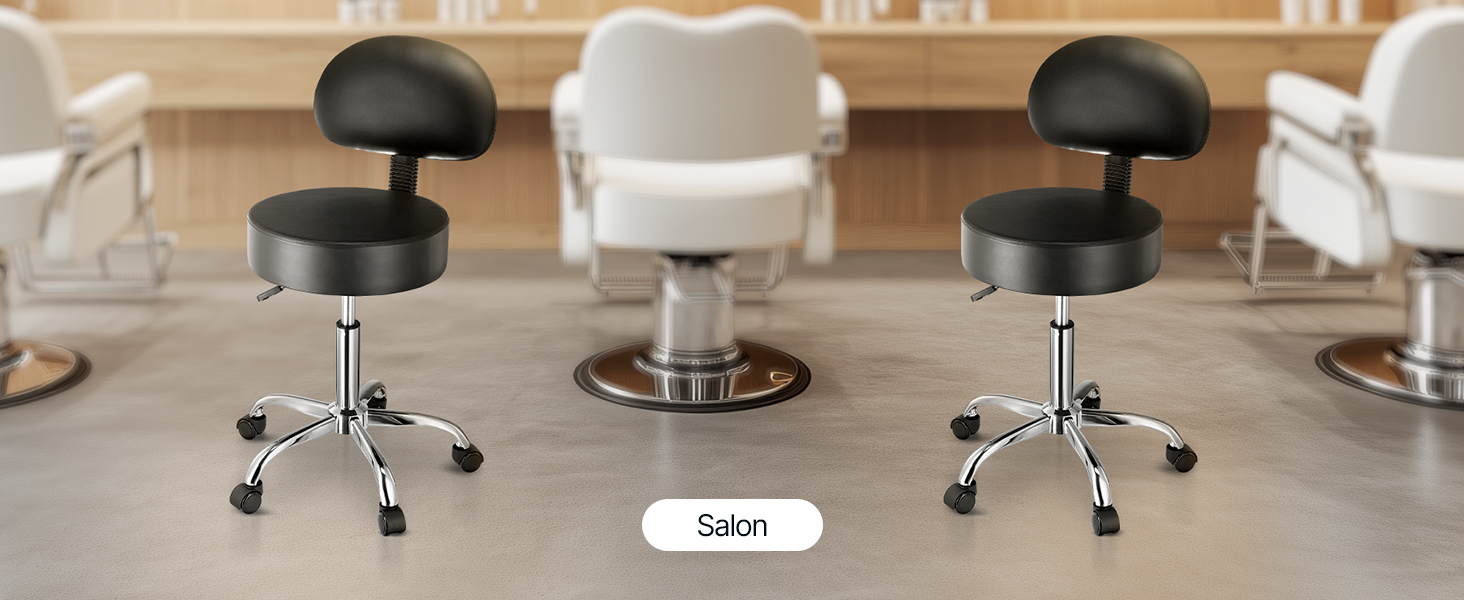 VEVOR Round Rolling Stool Swivel Stool with Backrest Height Adjustable ...