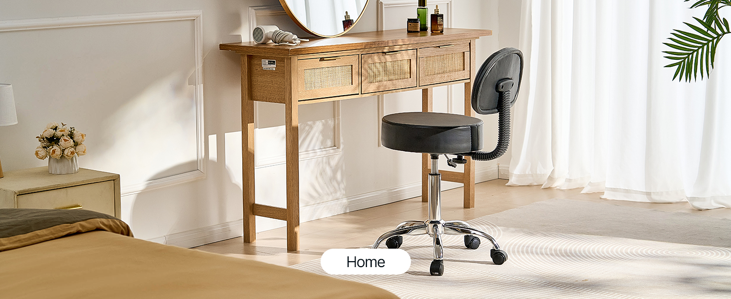 VEVOR Round Rolling Stool Swivel Stool with Backrest Height Adjustable ...