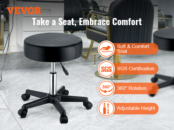VEVOR Rolling Stools with Wheels, 400 LBS Weight Capacity Adjustable ...