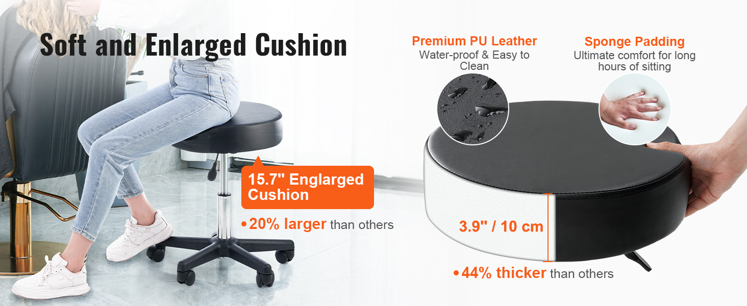 VEVOR Rolling Stools with Wheels, 400 LBS Weight Capacity Adjustable ...