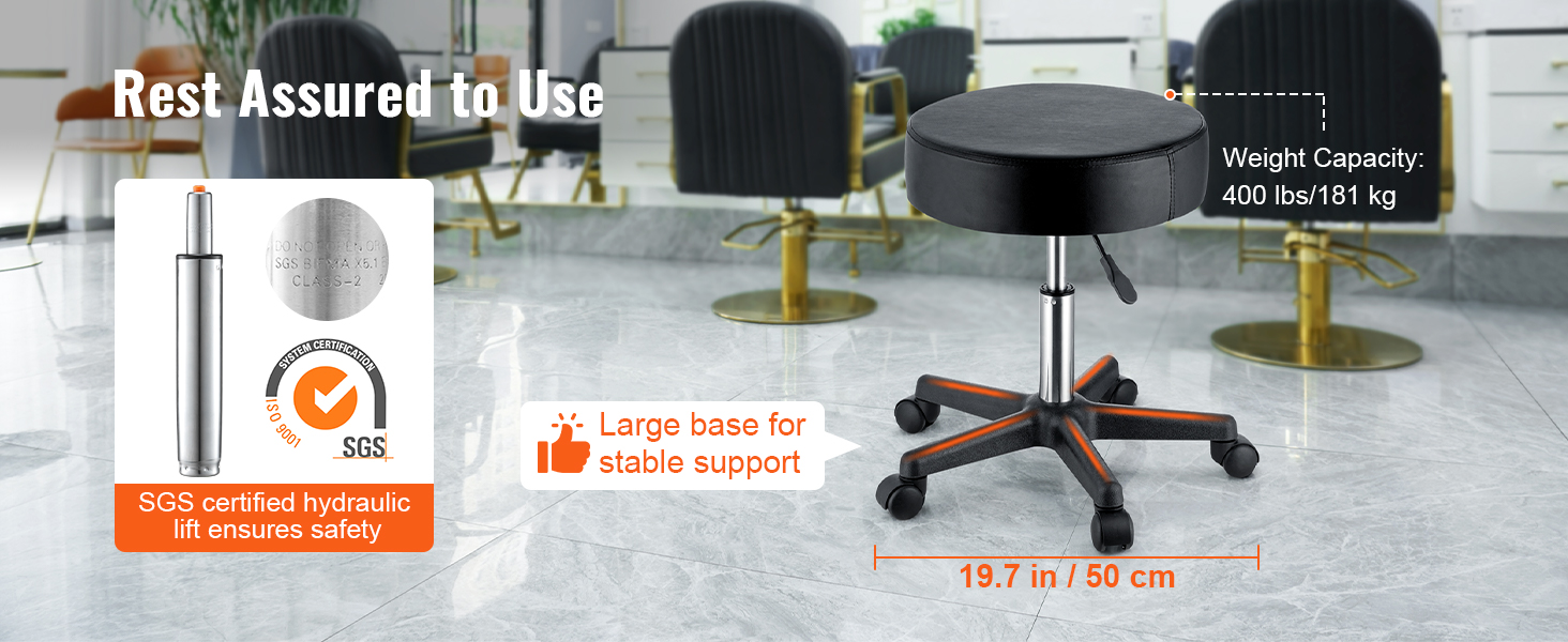 VEVOR Rolling Stools with Wheels, 400 LBS Weight Capacity Adjustable ...
