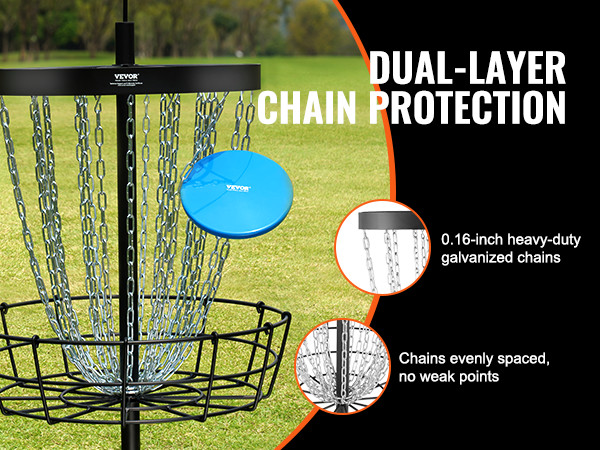 VEVOR Disc Golf Basket, 24-Chains Portable Disc Golf Target Hole, Heavy ...