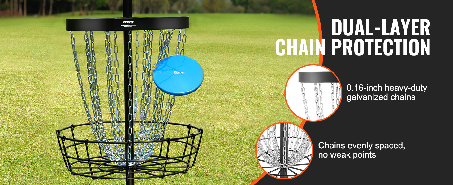VEVOR Disc Golf Basket, 24-Chains Portable Disc Golf Target Hole, Heavy ...