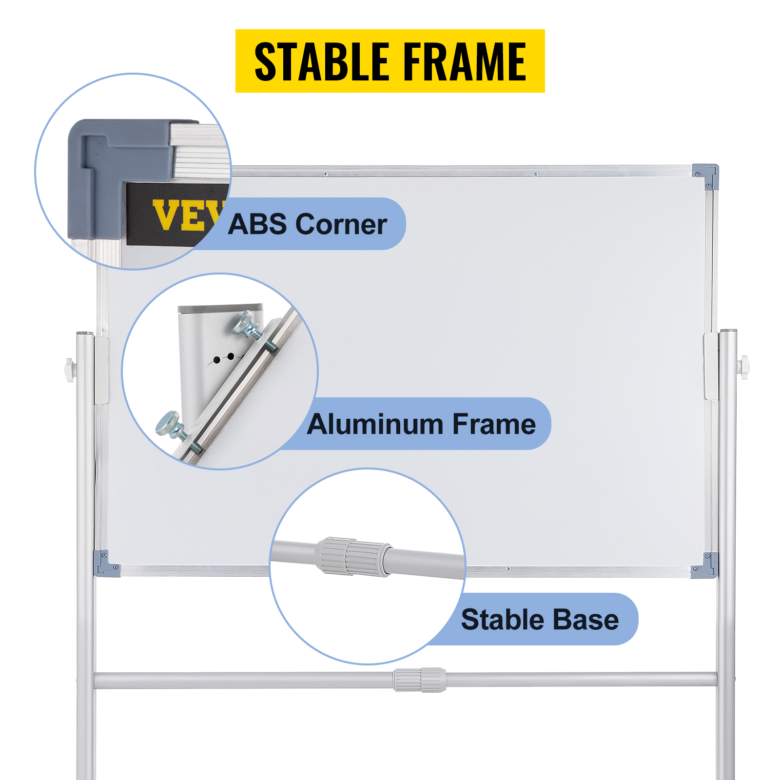 VEVOR Mobile Magnetic Whiteboard, 36 x 24 Inch, Double Sided, 360 ...