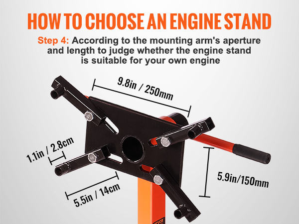 VEVOR Engine Stand, 750 lbs (3/8 Ton) Rotating Engine Motor Stand with ...