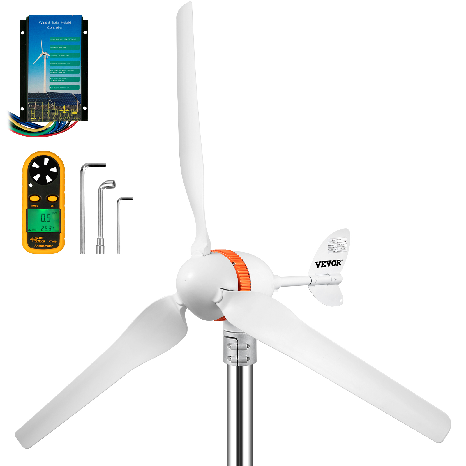 VEVOR Wind Turbine Generator, 12V/AC Wind Turbine Kit, 400W Wind Power ...