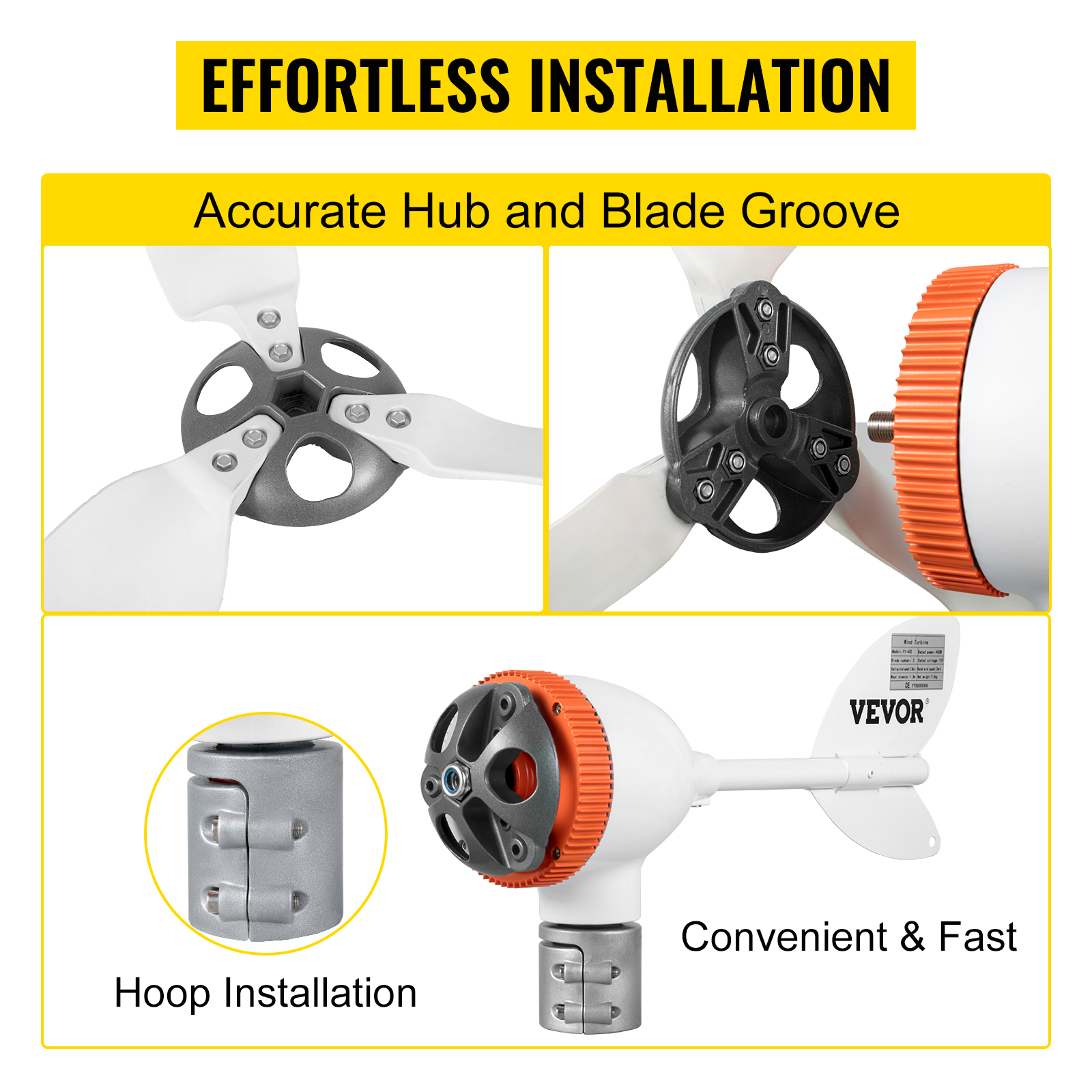 VEVOR Wind Turbine Generator, 12V/AC Wind Turbine Kit, 400W Wind Power ...