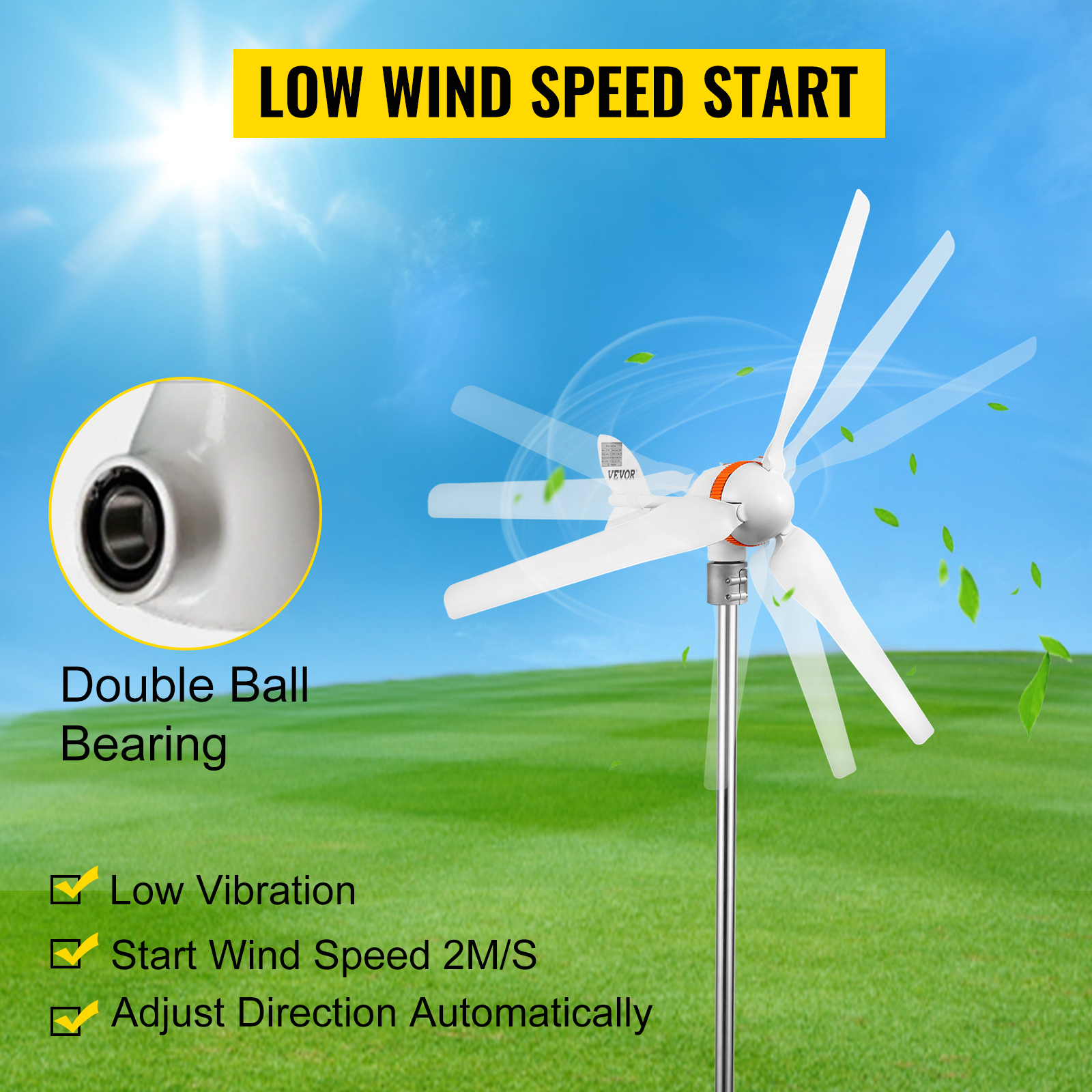 VEVOR Wind Turbine Generator, 12V/AC Wind Turbine Kit, 400W Wind Power ...