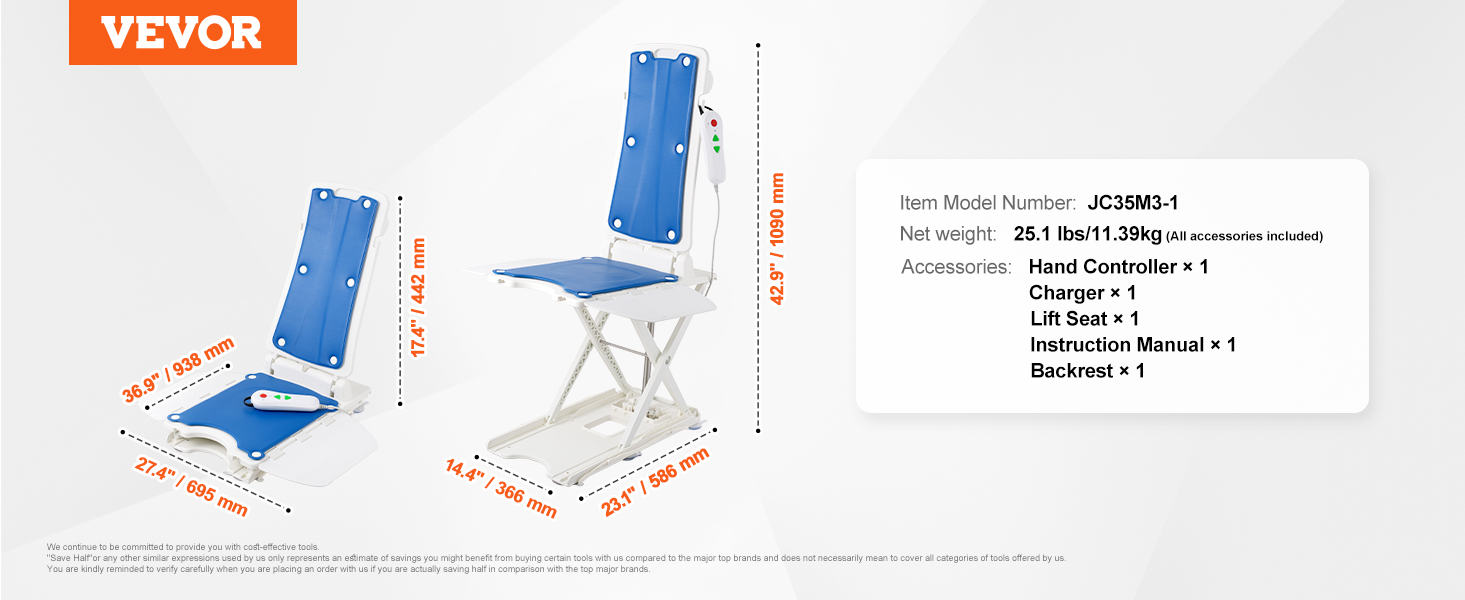 VEVOR Electric Chair Lift, Devices to Lift Elderly off Floor for ...