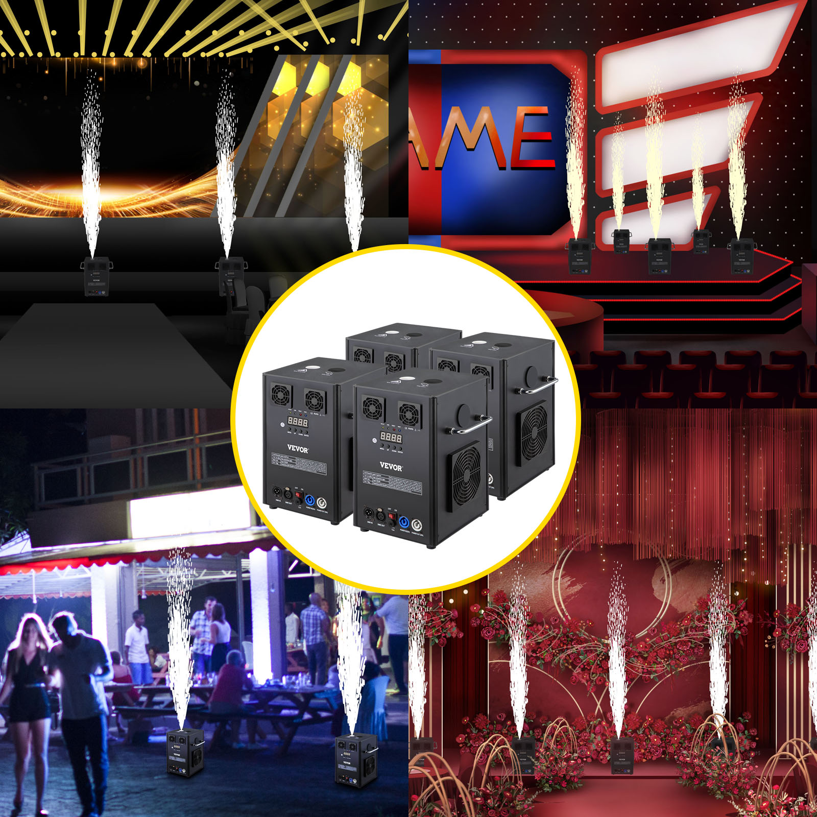 VEVOR Large Stage Equipment Special Effect Machine, 700W 4pcs Stage Lighting Effect Machine with ...