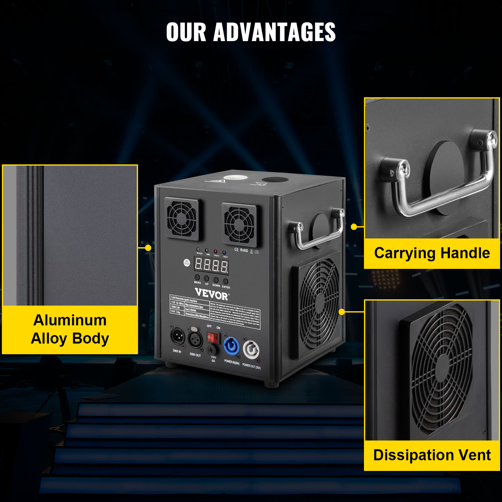 VEVOR Stage Equipment Special Effect Machine, 500W 4pcs Stage Effect ...
