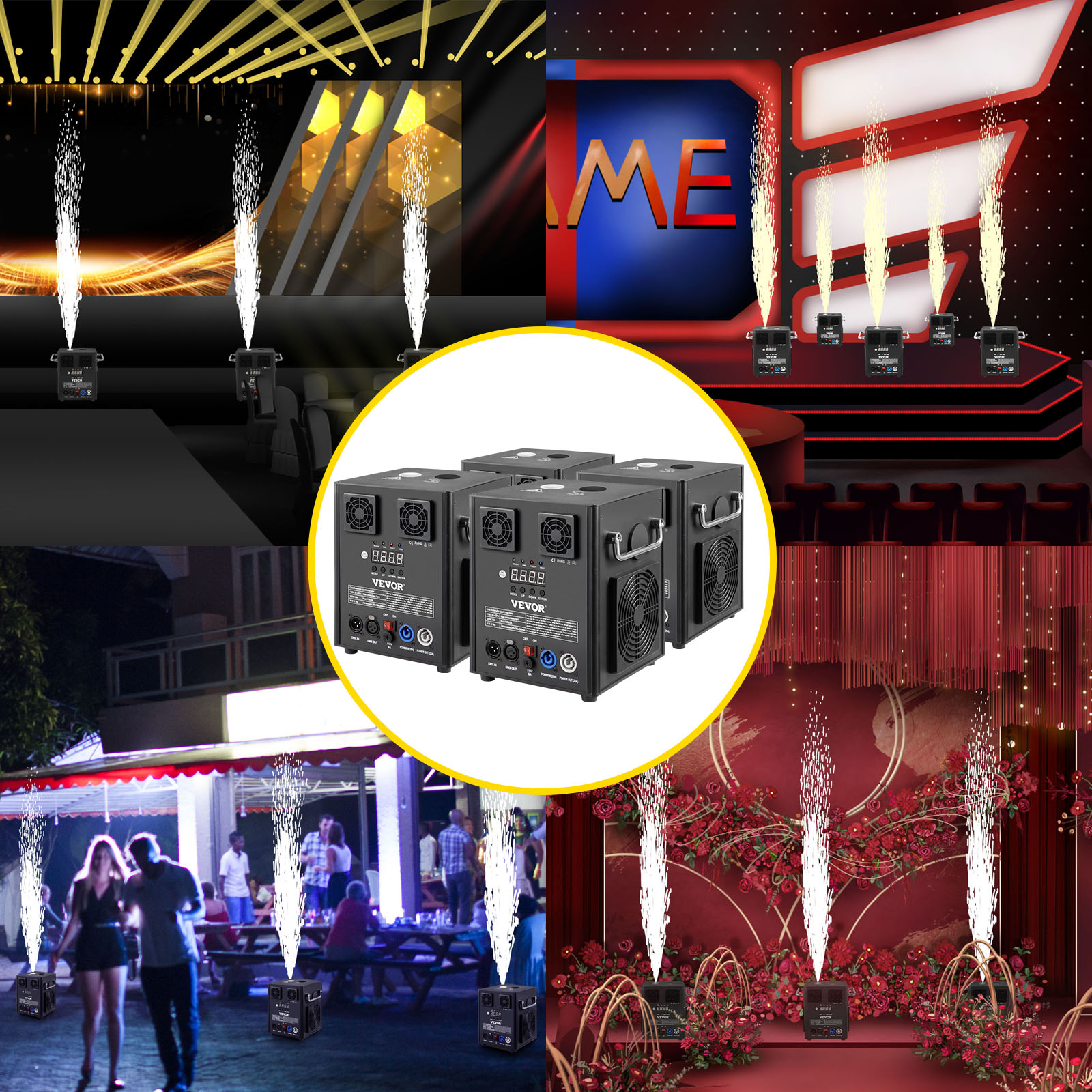 VEVOR Stage Equipment Special Effect Machine, 500W 4pcs Stage Effect ...