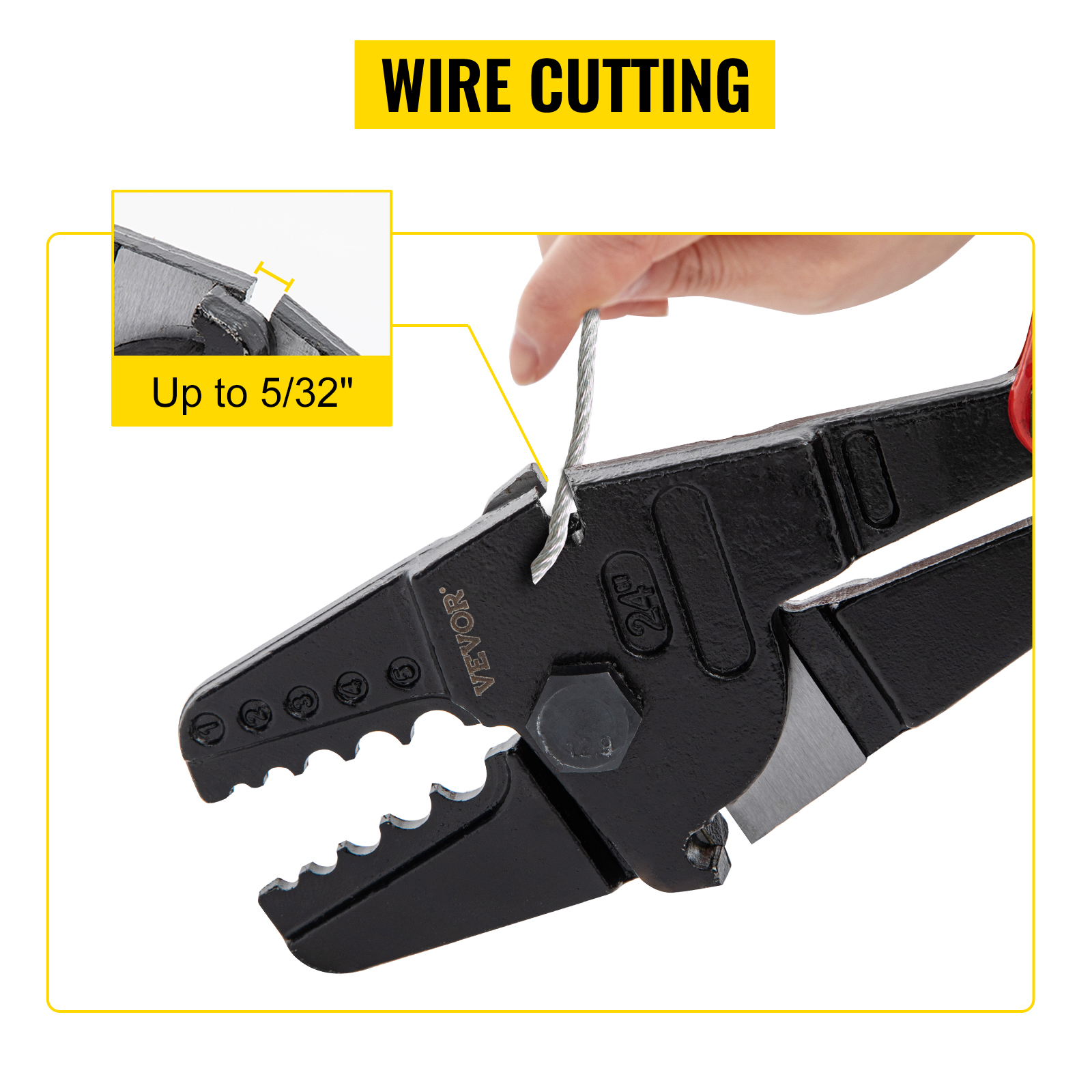 VEVOR Hand Swager Crimper 24 Inch,Swaging Tool 5 Cavity 1/16" 3/32" 1/8 ...