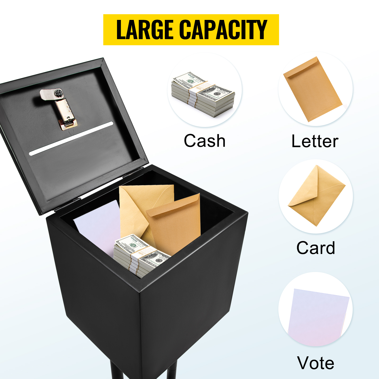 VEVOR Ballot Box, Floor Standing Suggestion Box with Sign Holder and ...