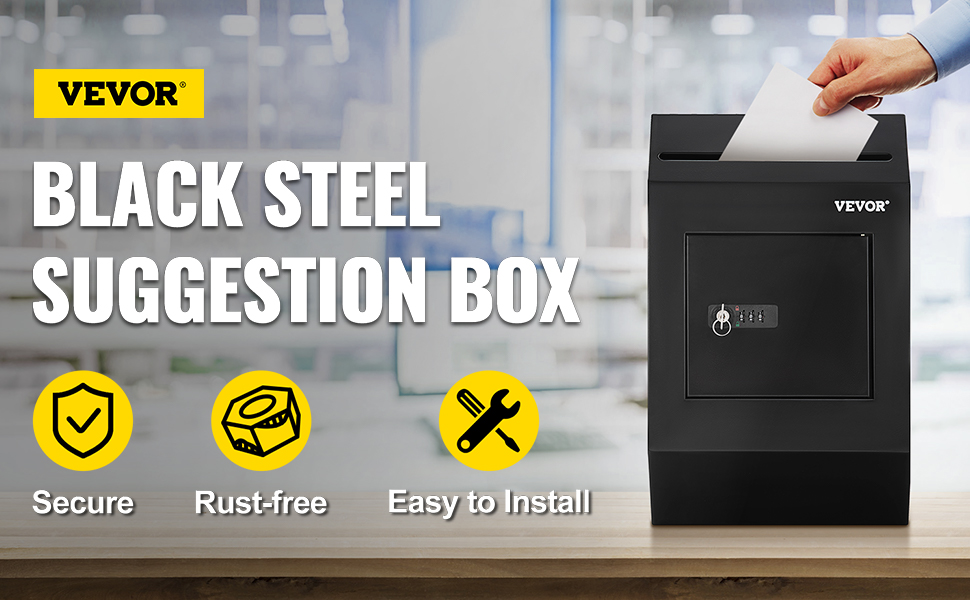 VEVOR Suggestion Box, Donation Ballot Box with Key & Combination Lock ...