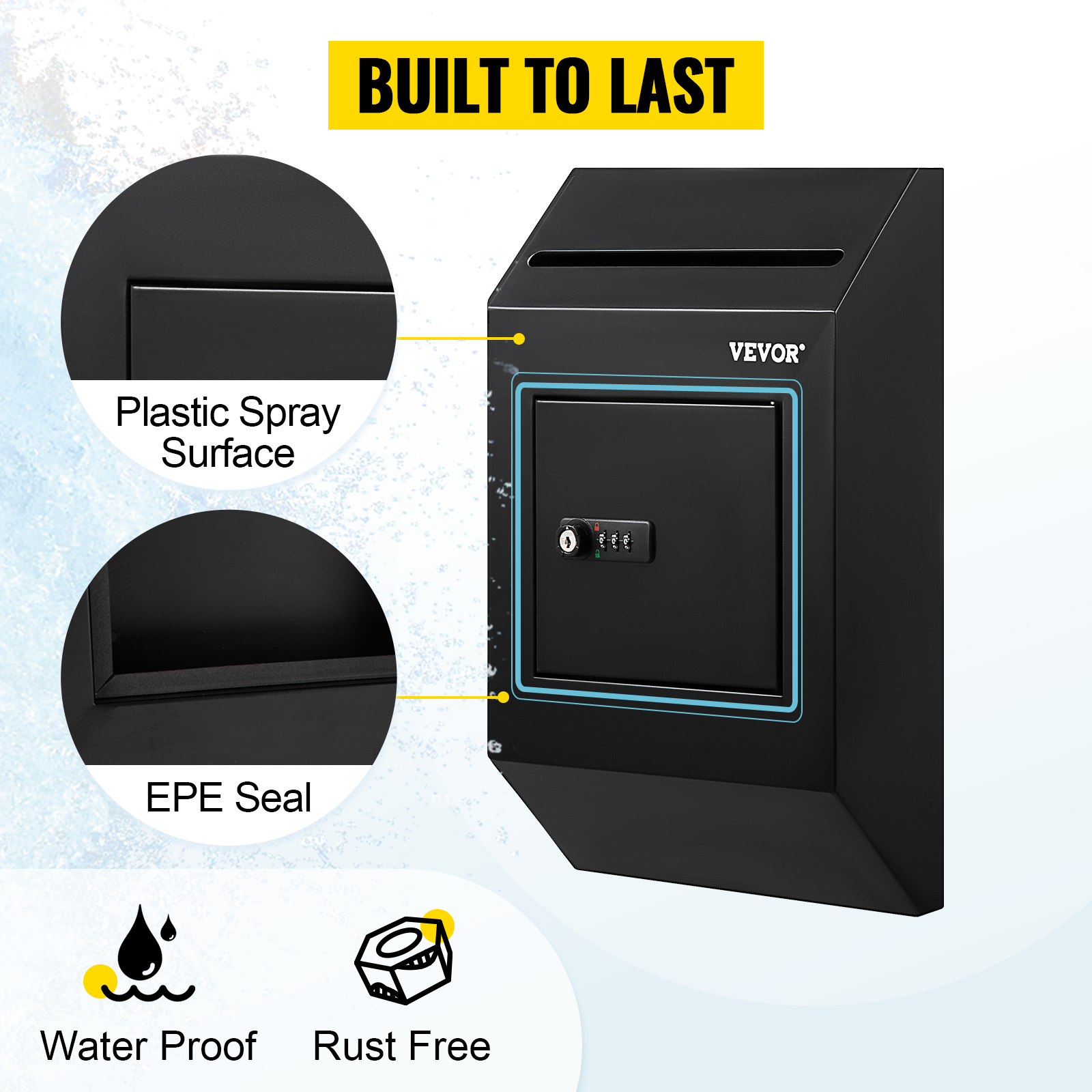 VEVOR Suggestion Box, Donation Ballot Box with Key & Combination Lock ...