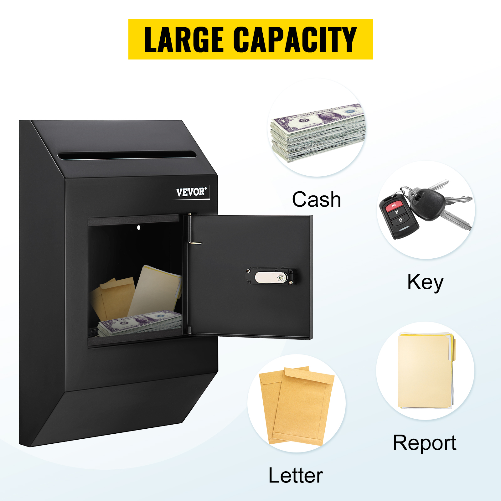 VEVOR Suggestion Box, Donation Ballot Box with Key & Combination Lock ...