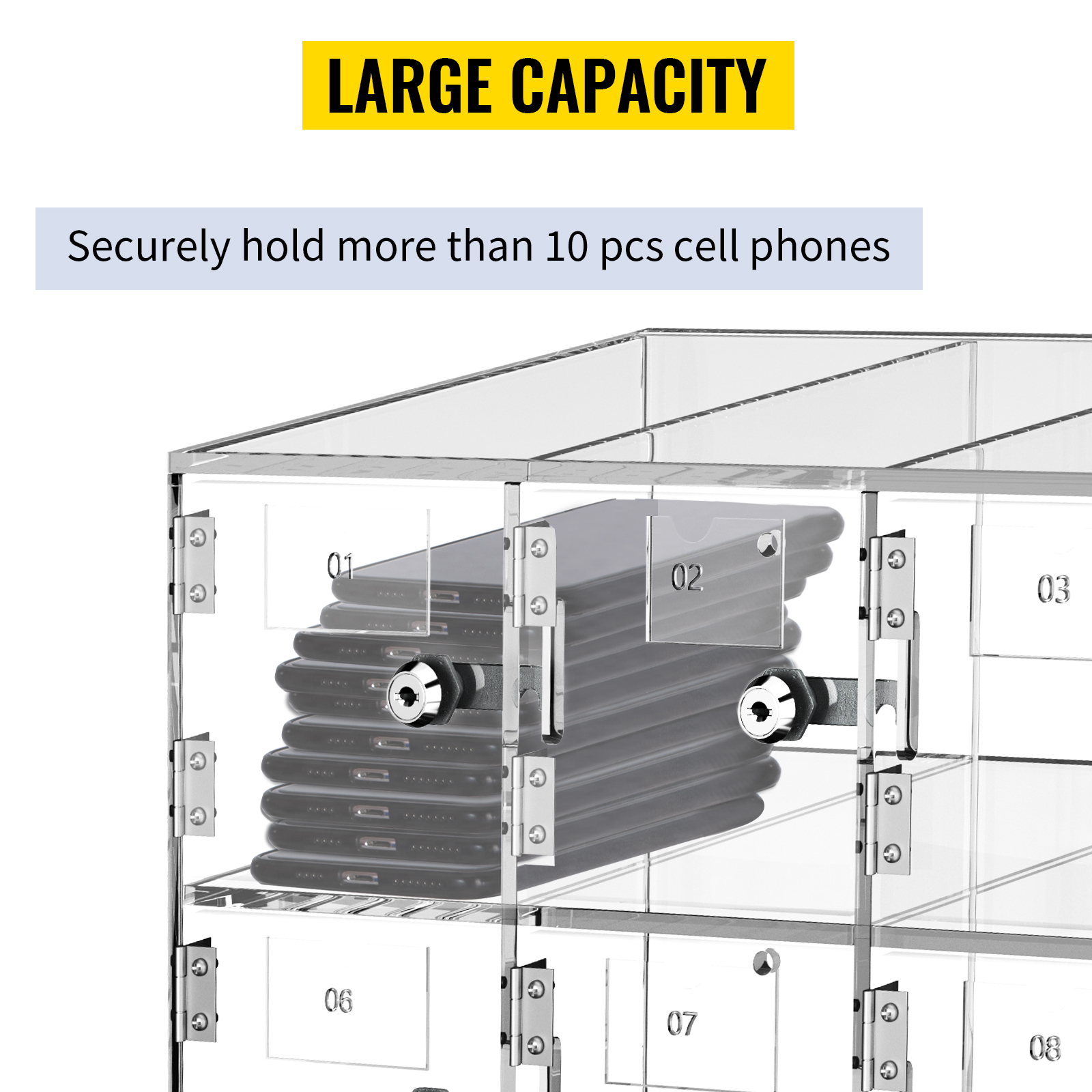 VEVOR Cell Phone Storage Locker, 10 Slots Acrylic Material with Door ...