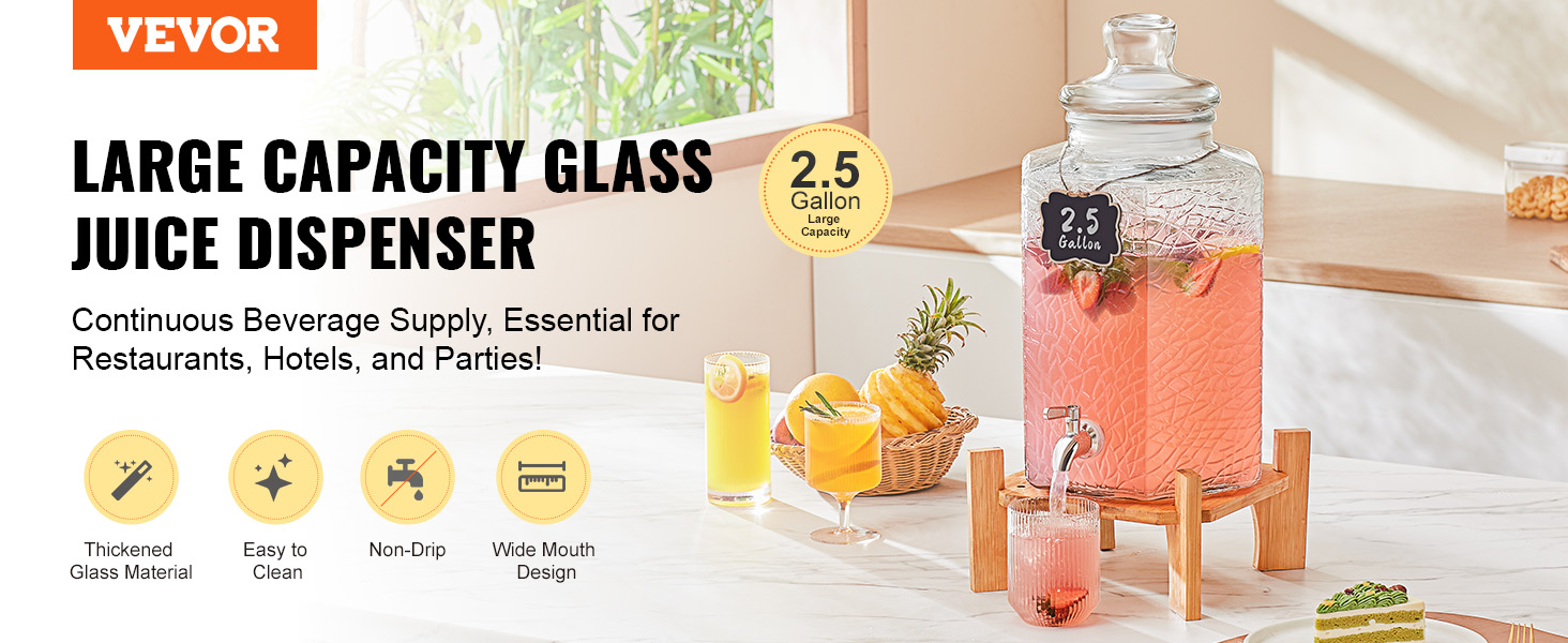 VEVOR Beverage Dispenser, 2.5 Gallon Drink Dispensers for Parties ...