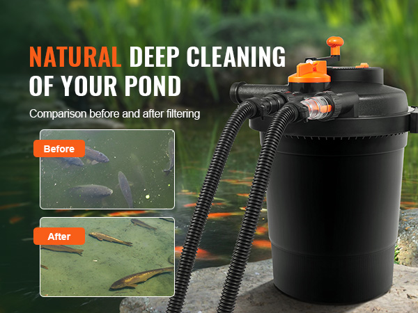 VEVOR Bio Pressure Pond Filter, Up to 3200 Gallons, with 13W UV-C Light ...