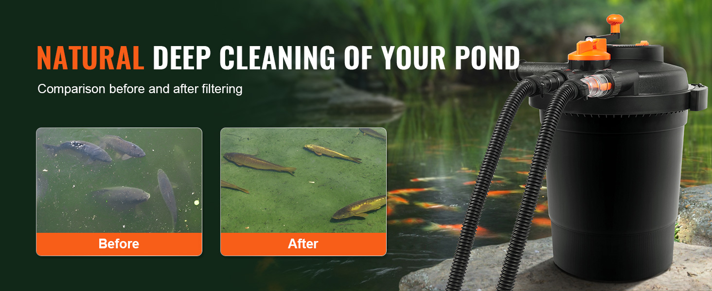 VEVOR Bio Pressure Pond Filter, Up to 3200 Gallons, with 13W UV-C Light ...